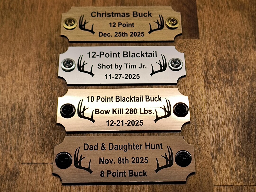 Custom Engraved Buck Plaque With Pre-drilled Holes & Screws | Brushed ...