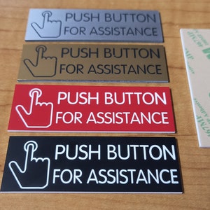 Push Button for Assistance 1x3 Custom Engraved Plaque Plate Sign W ...