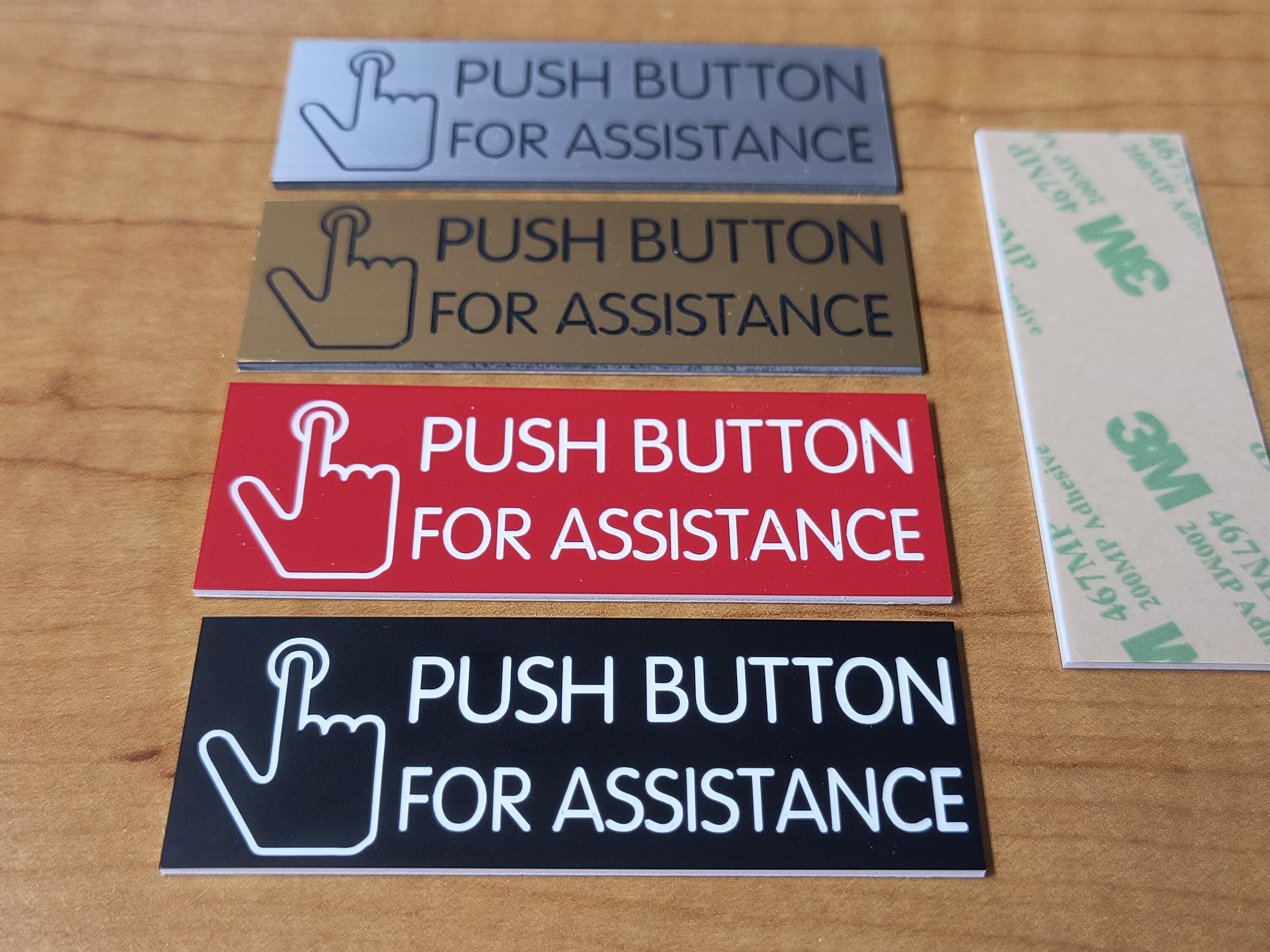 Push Button for Assistance 1x3 Custom Engraved Plaque Plate Sign W ...