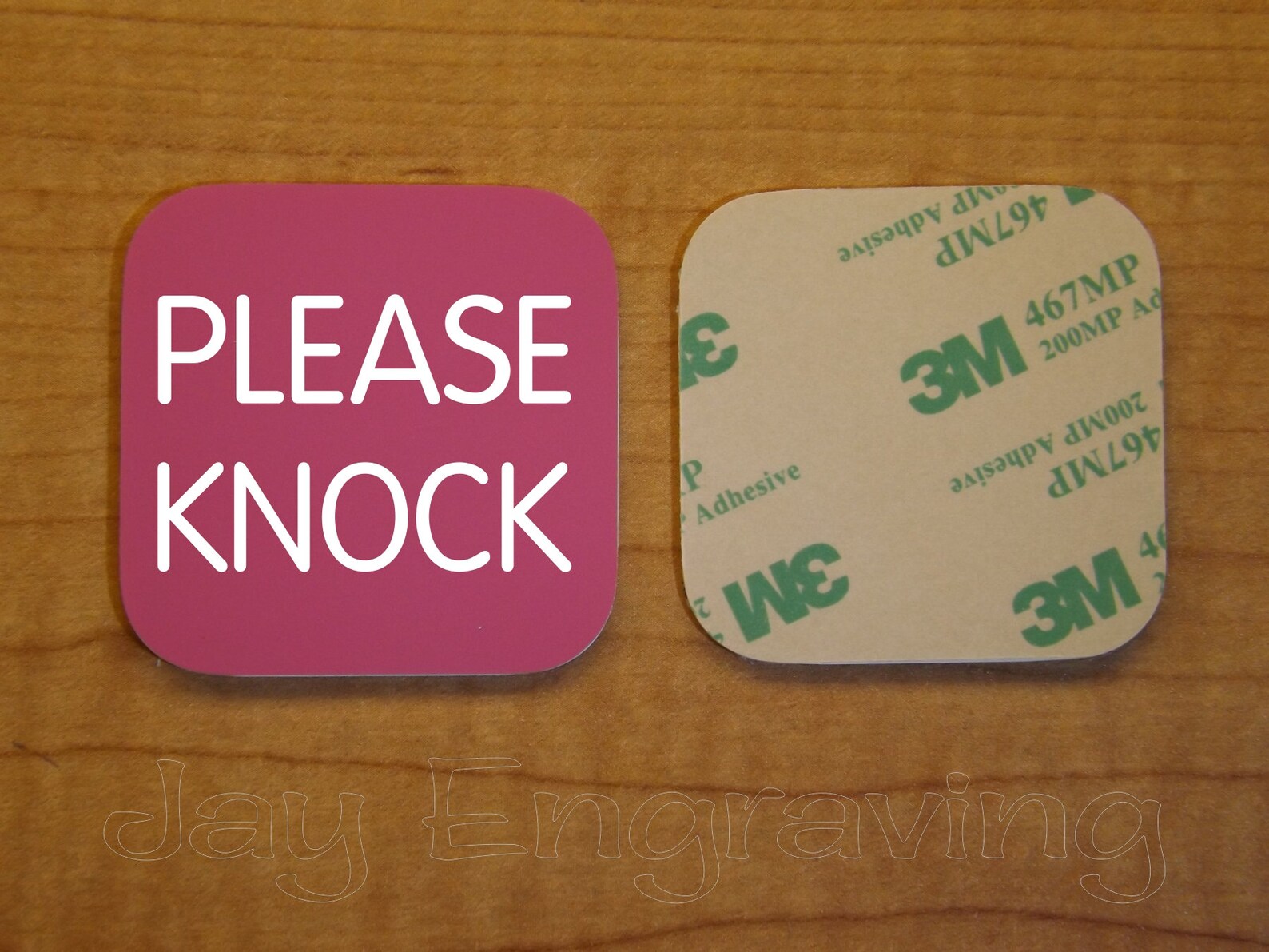 Engraved 2x2 PLEASE KNOCK Wall Plate Adhesive Backed Plaque Sign ...