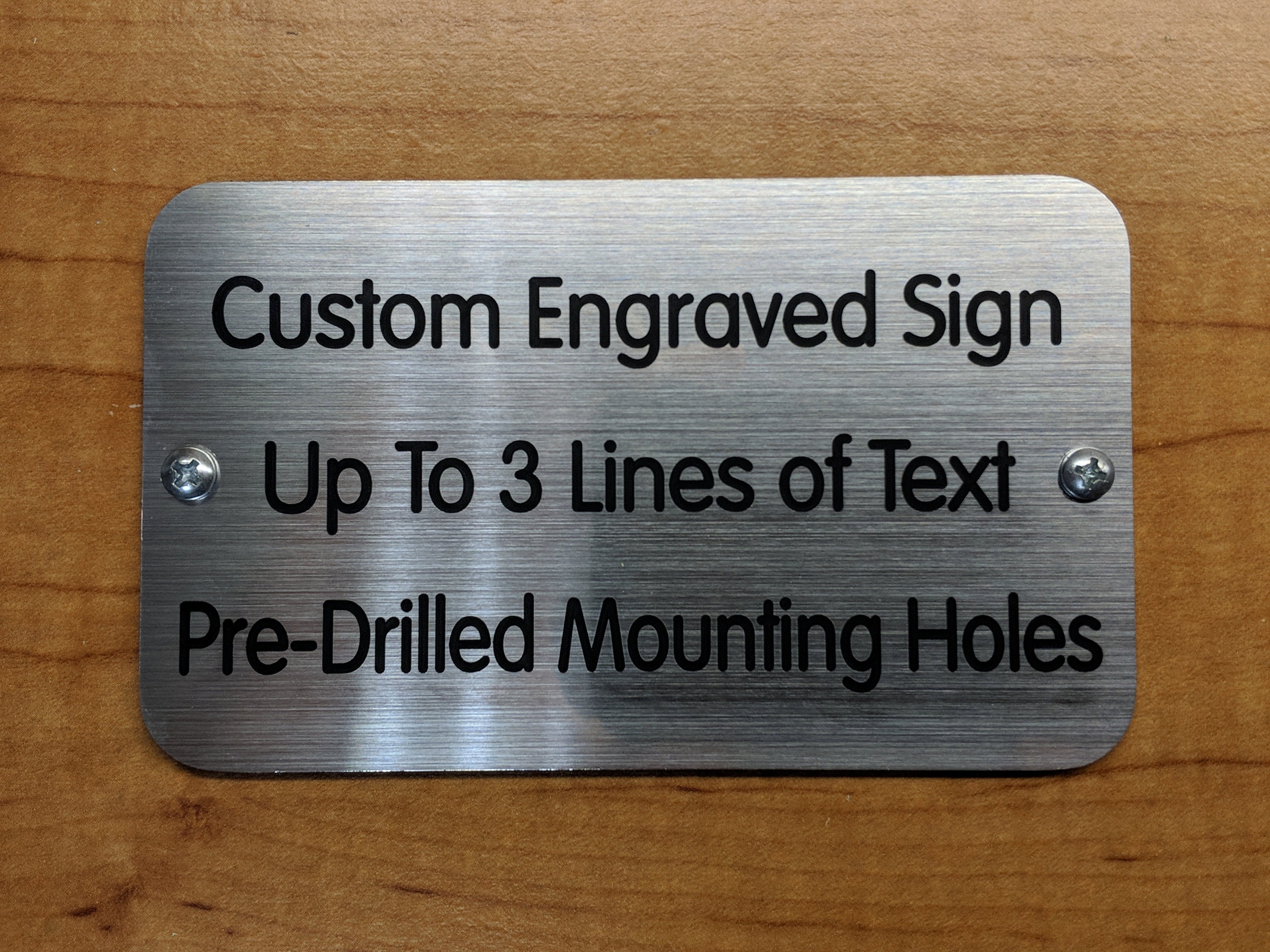 Custom Engraved 3x5 Office Sign With Mounting Holes | Brushed Gold ...