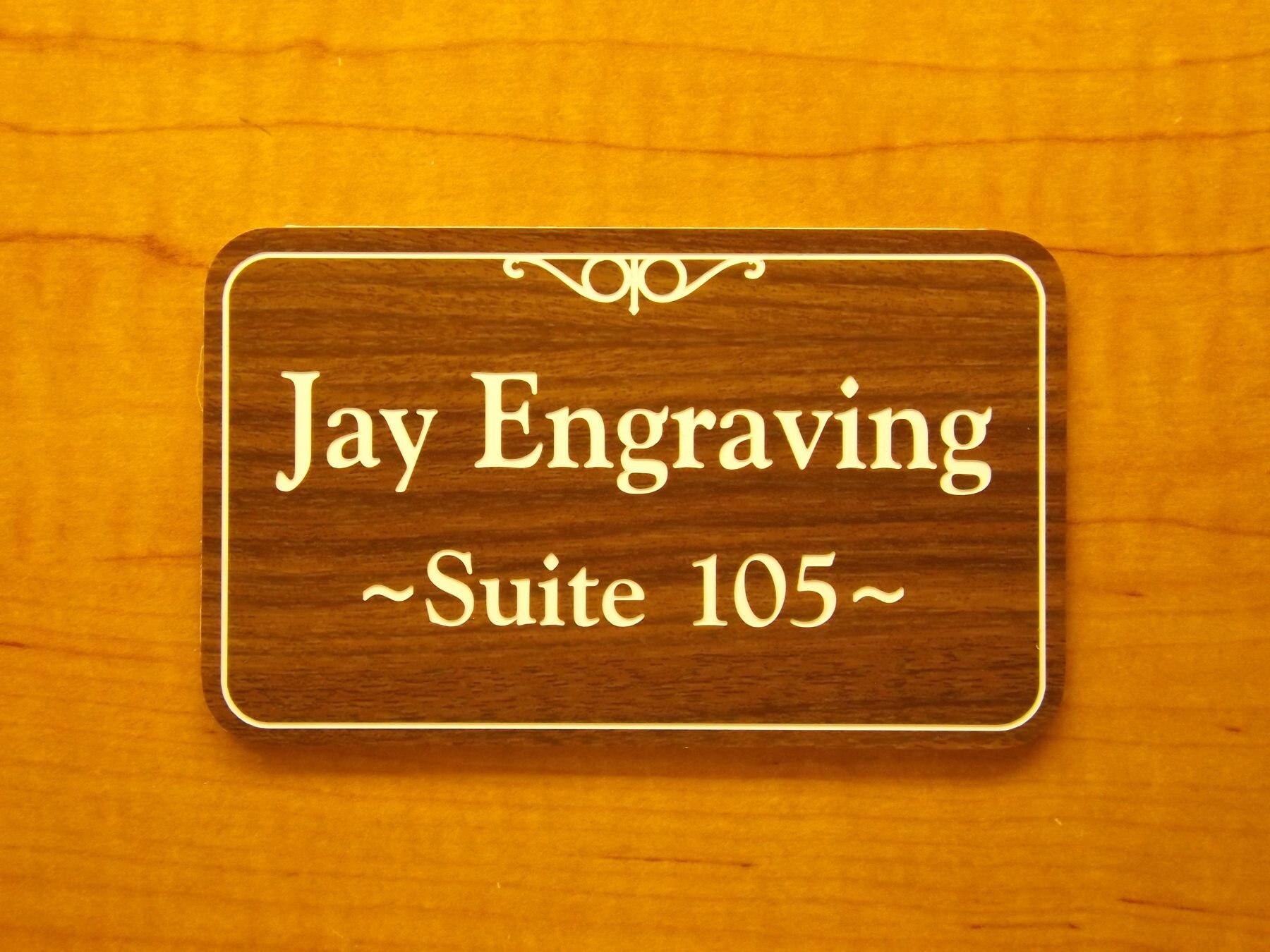 Custom Engraved 3x5 Premium Office Sign | Walnut Wood-grain Plate ...