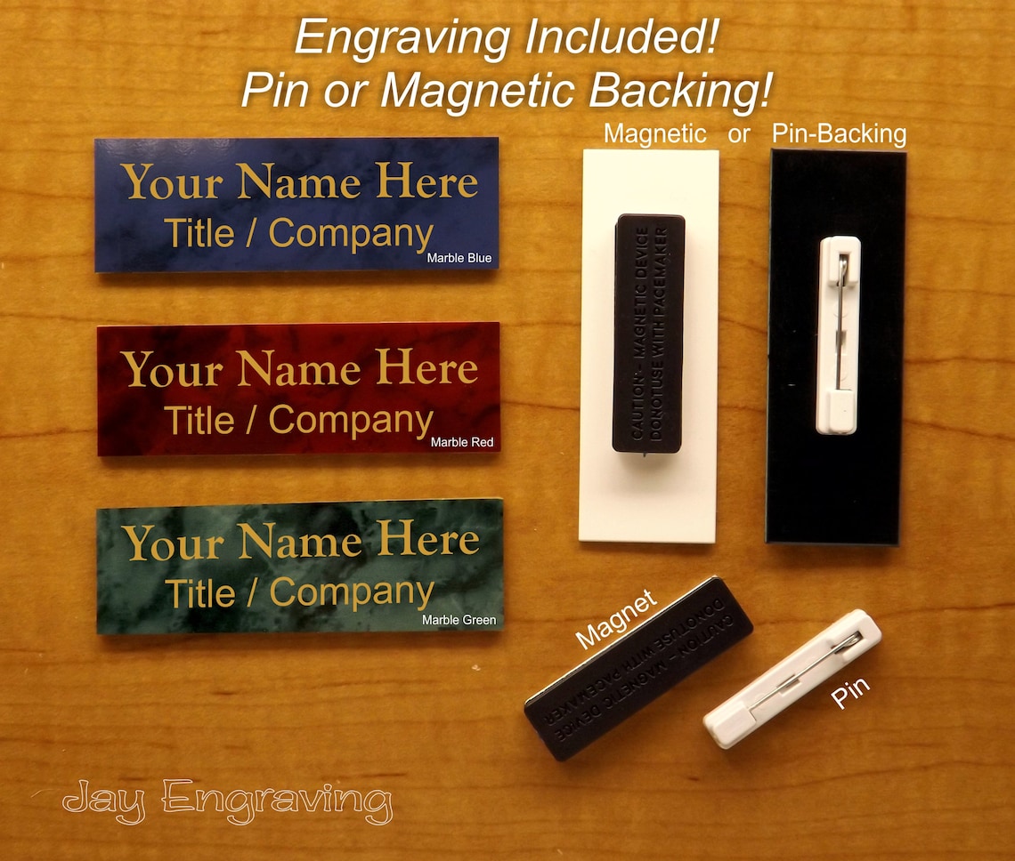 Custom Engraved 1x3 Marble-color Plastic Employee ID Name Tag - Etsy