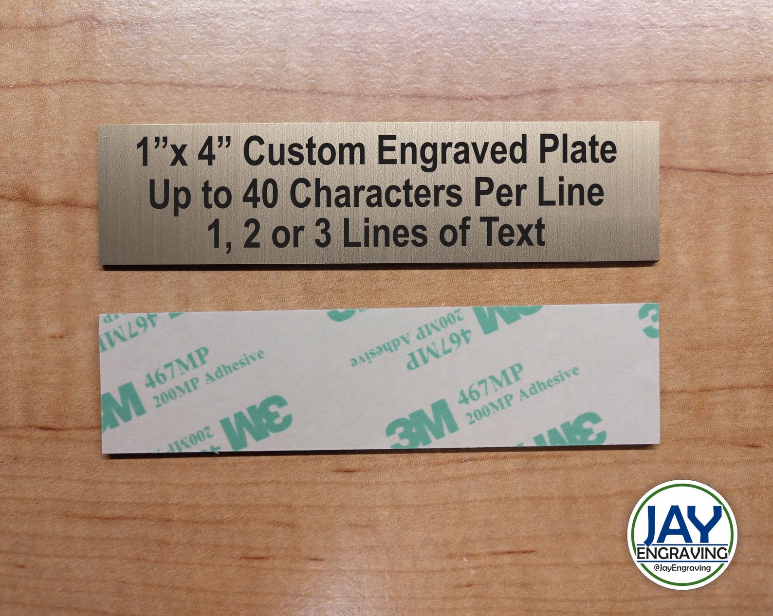 Custom Engraved 1x2 1x3 or 1x4 Brushed Gold Plate W/ Adhesive Backing ...