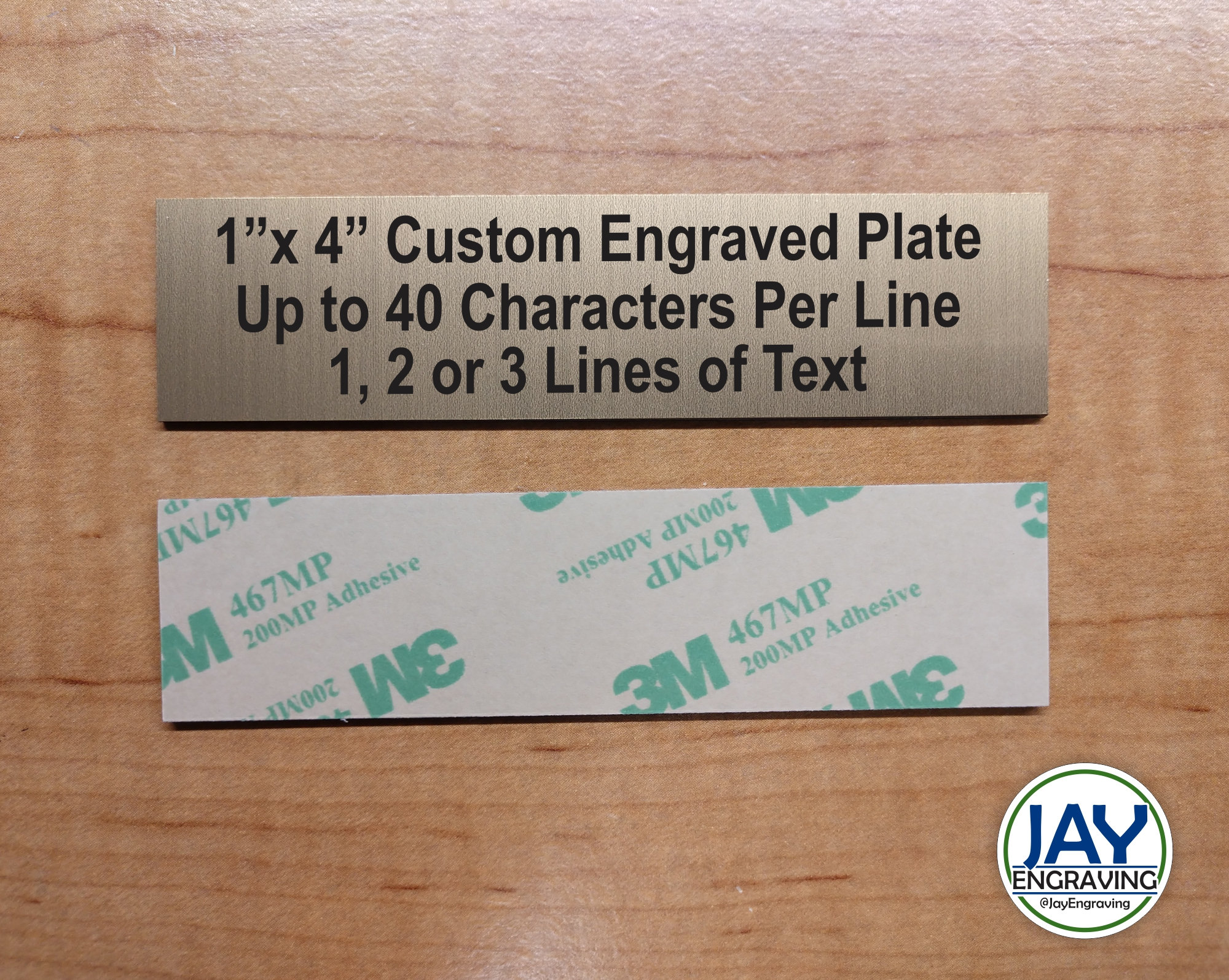 Custom Engraved 1x2 1x3 or 1x4 Brushed Gold Plate W/ Adhesive Backing ...