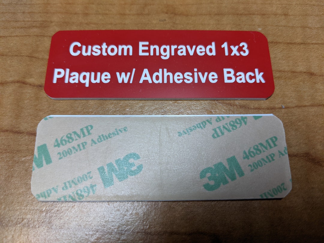 Custom Engraved 1x3 Red Plaque With Rounded Corners & Adhesive Backing ...