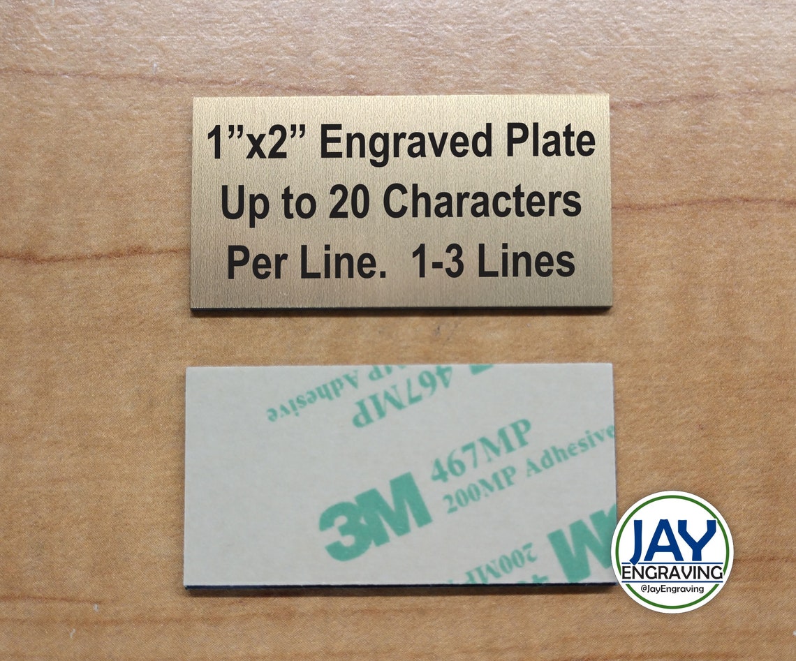 Custom Engraved 1x2 1x3 or 1x4 Brushed Gold Plate W/ Adhesive Backing ...