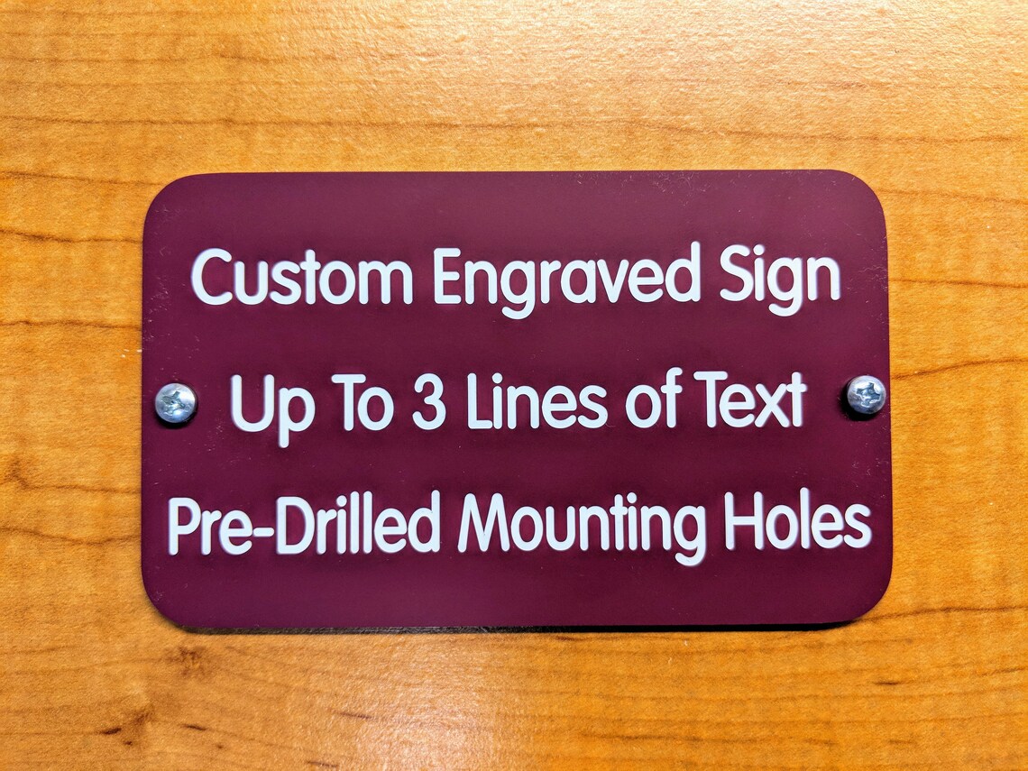 Custom Engraved 3x5 Office Sign With Mounting Holes | Brushed Gold ...