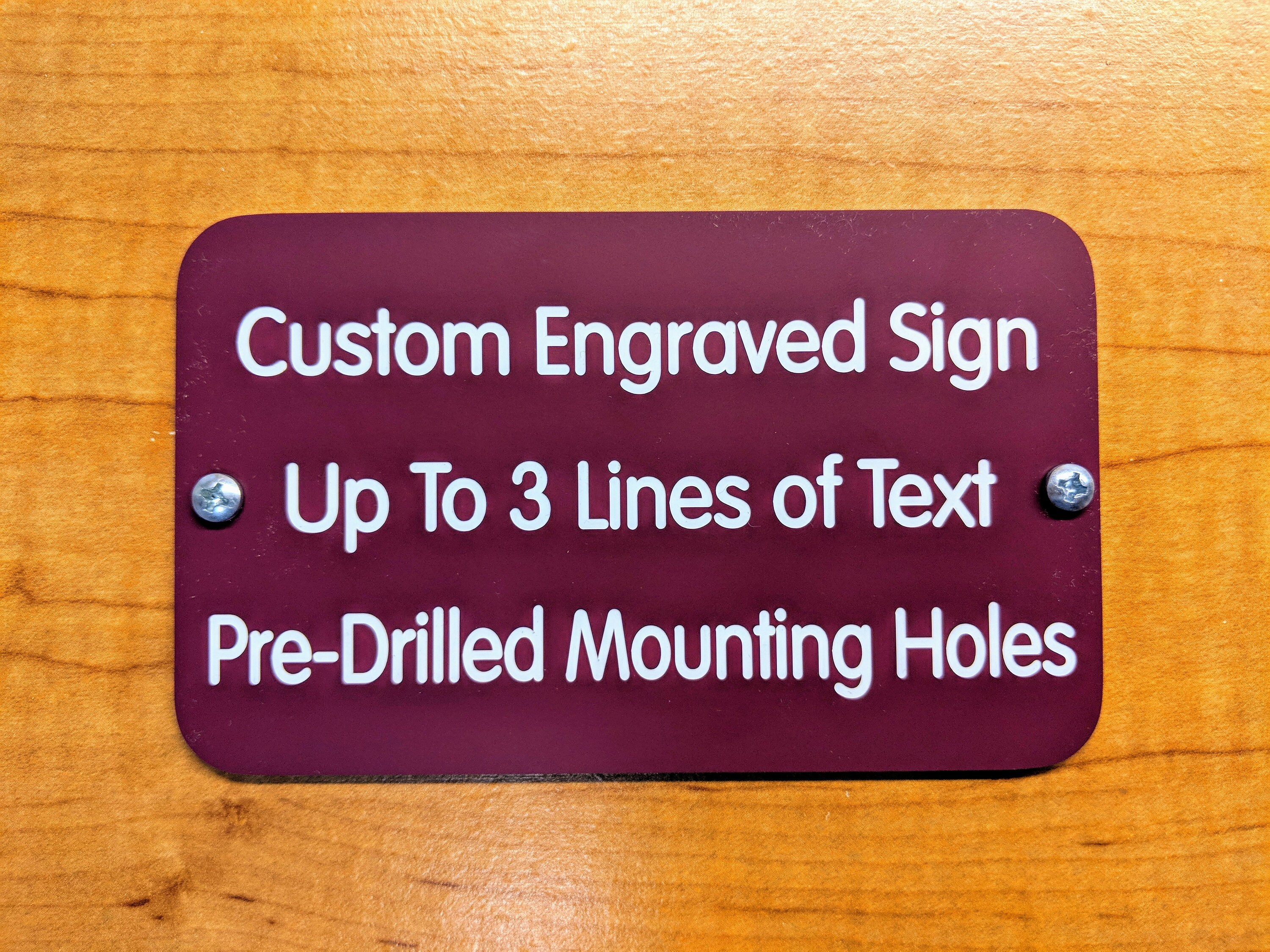 Custom Engraved 3x5 Office Sign With Mounting Holes | Brushed Gold ...
