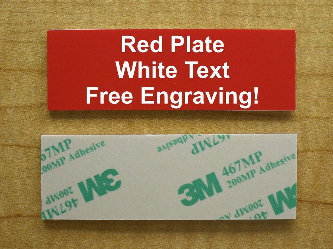 3-pack Custom Engraved 1" X 3" Red Plates With Adhesive Backing ...
