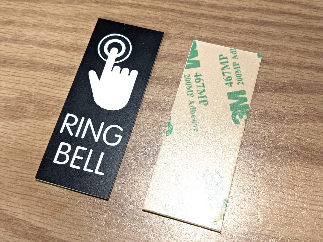 Engraved 2.5x1 Vertical Black RING BELL Doorbell Sign With Adhesive ...