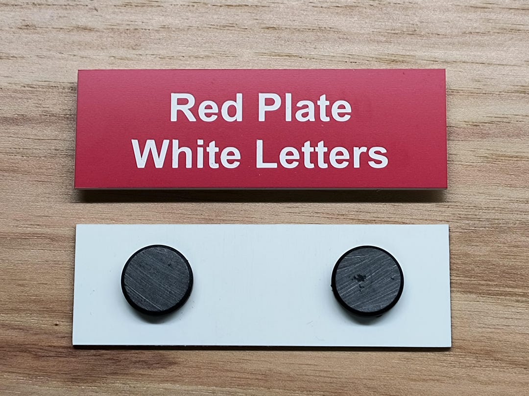 Custom Engraved 1x3 Red Magnetic Plate W/ 2 Magnets | Personalized ...