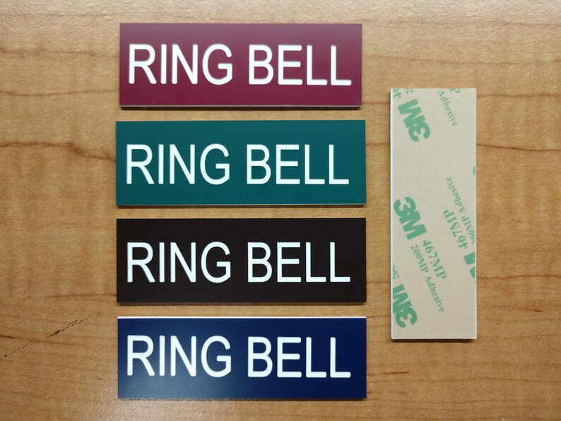 Engraved 1x3 RING BELL Front Door Bell Sign 3M Adhesive Backed Plaque ...