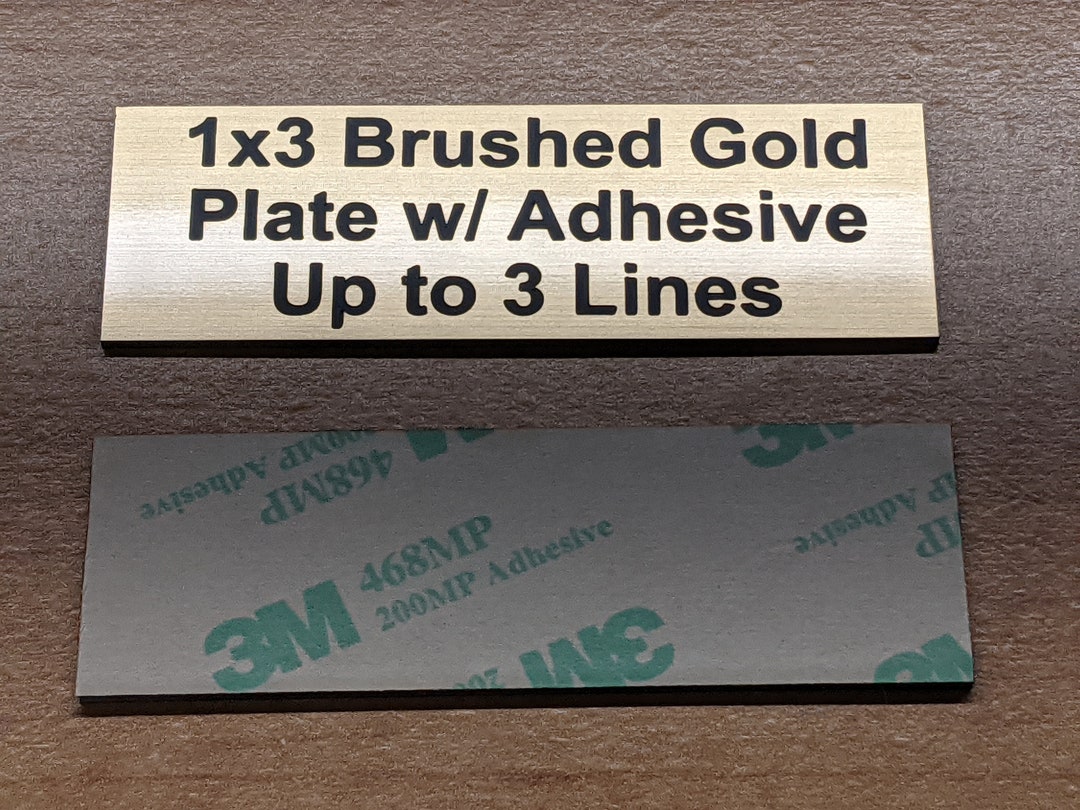 Custom Engraved 1x3 Gold Plate Plaque With Adhesive Backing ...