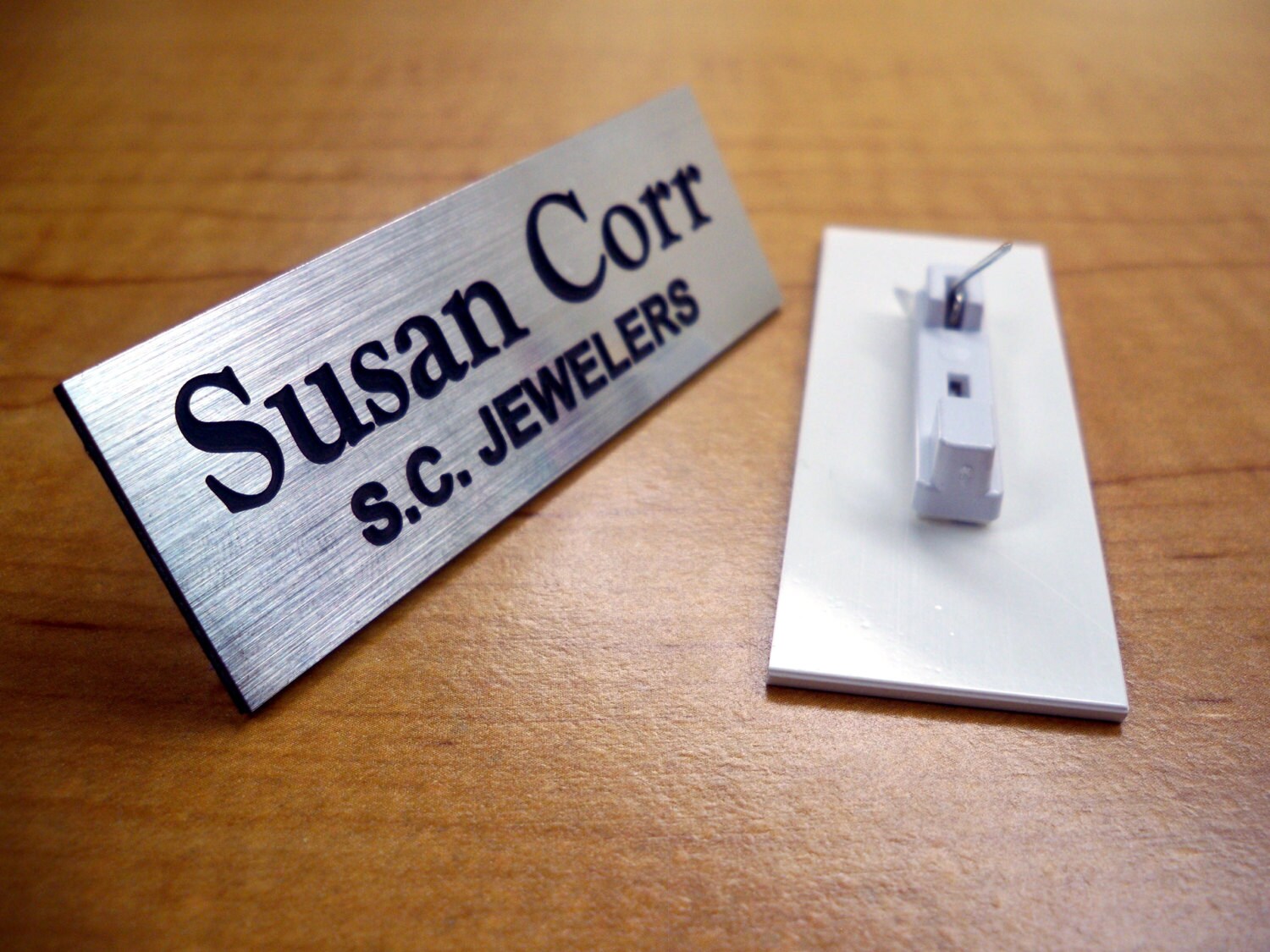 Custom Engraved 1x3 Brushed Silver Name Tag Badge With Pin Closure ...