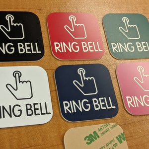 Engraved 2x2 RING BELL Wall Door Counter Sign Plate | Adhesive Backed ...