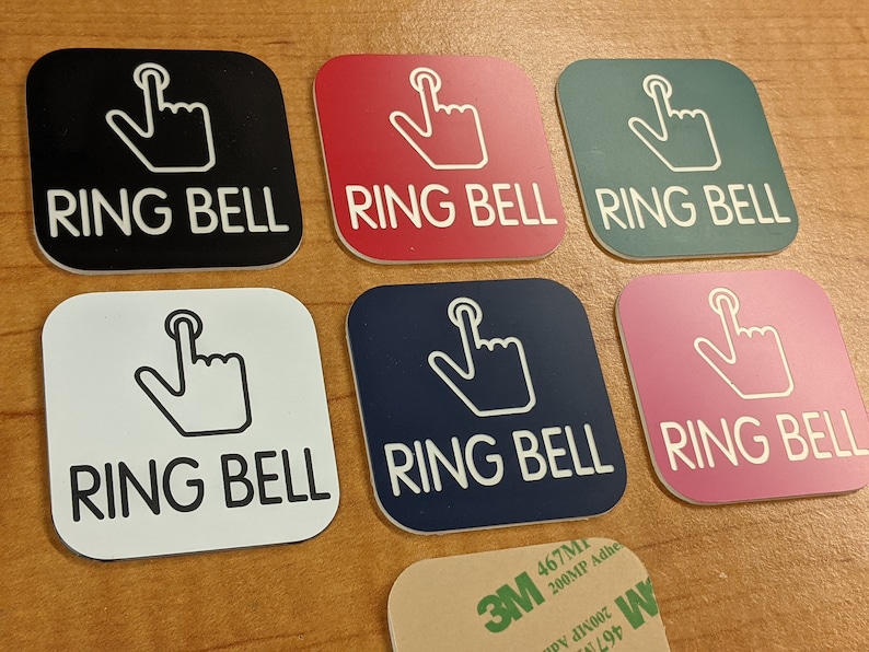 Engraved 2x2 RING BELL Wall Door Counter Sign Plate | Adhesive Backed ...