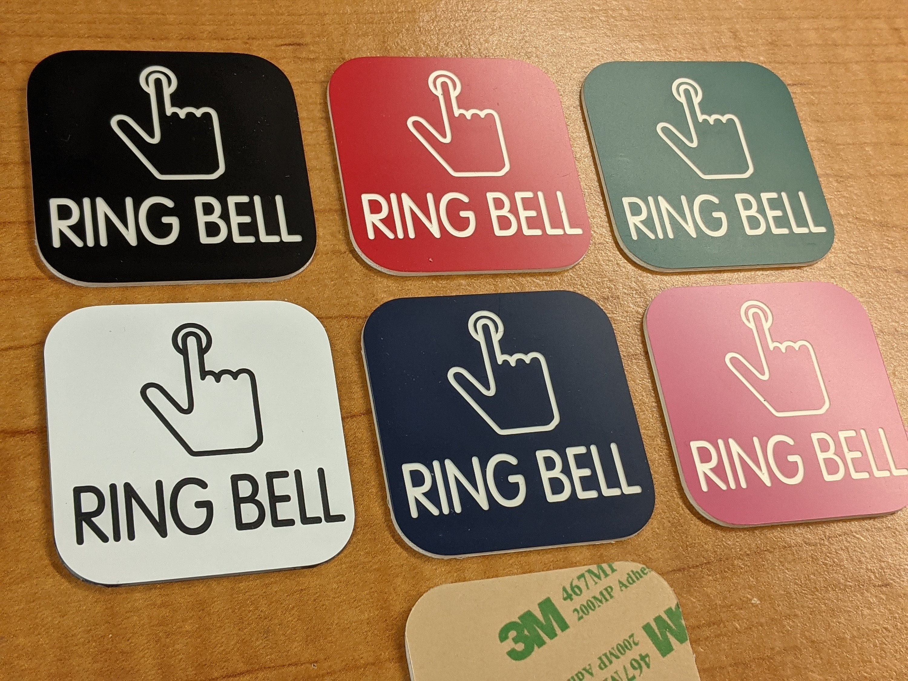 Engraved 2x2 RING BELL Wall Door Counter Sign Plate | Adhesive Backed ...