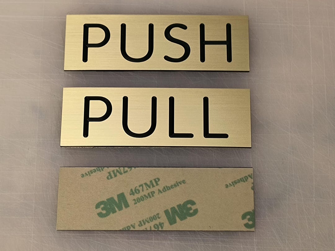 Pair - PUSH and PULL Engraved Horizontal Door Plaques Signs With ...