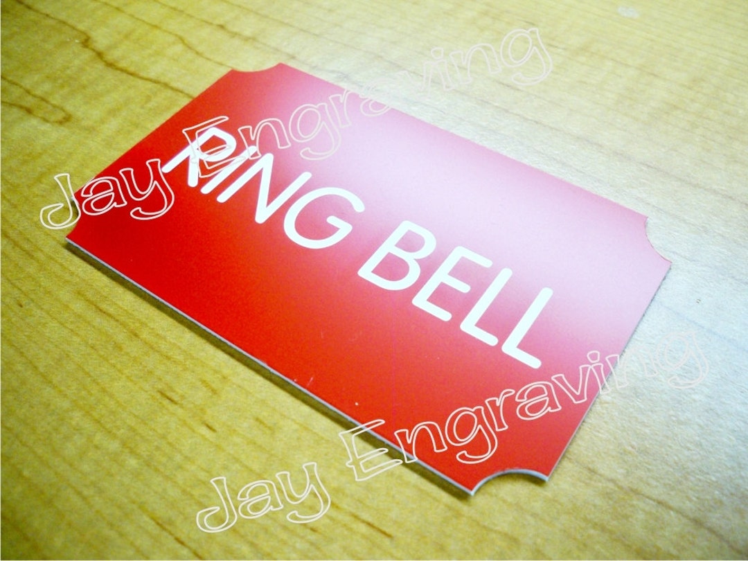 Engraved Ring Bell 3x5 Door Sign Red Name Plate Wall Plaque Adhesive ...