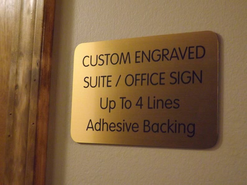 Custom Engraved 4x6 Brushed Gold Office Sign Personalized | Etsy