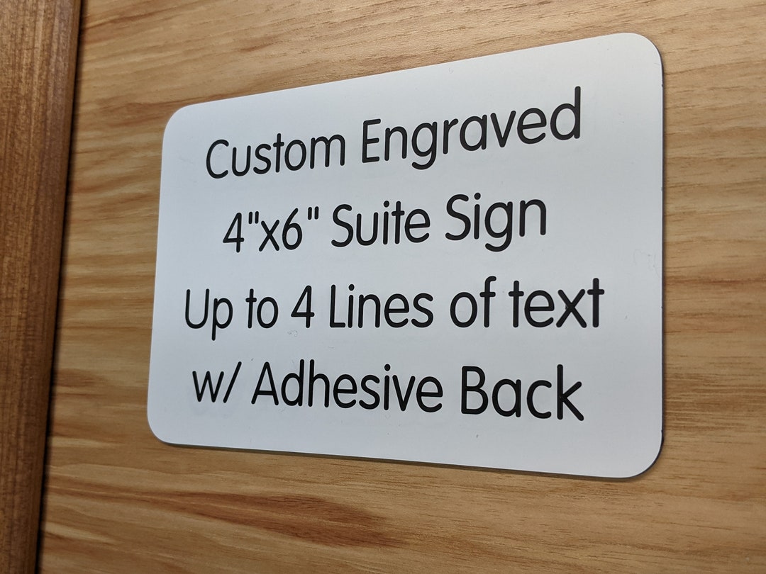 Custom Engraved 4x6 White Business Sign | Personalized Plaque Name ...