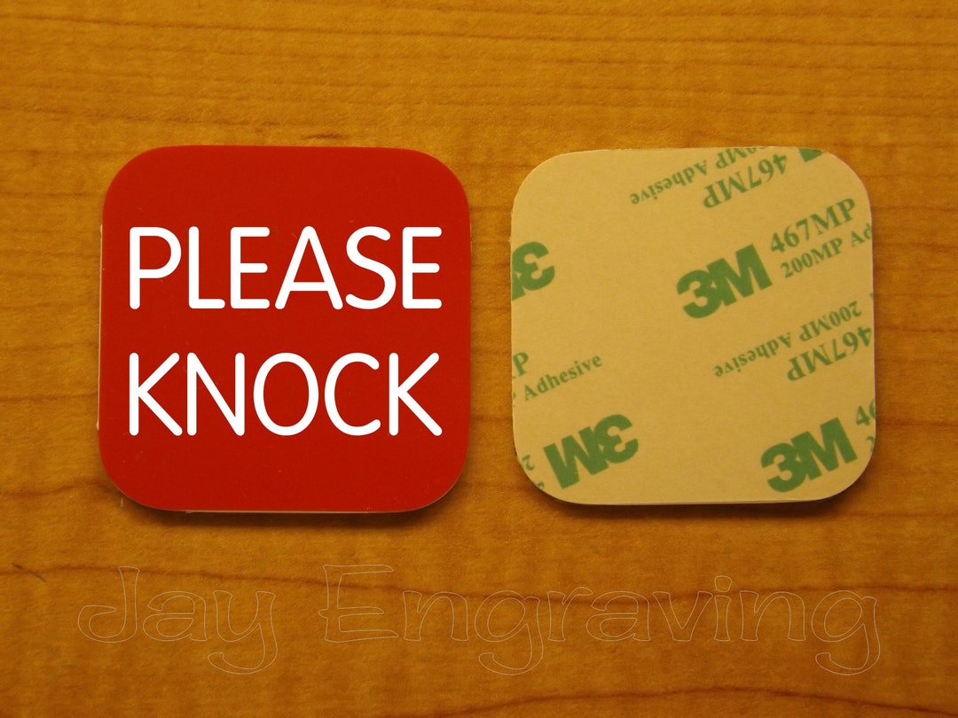 Engraved 2x2 PLEASE KNOCK Wall Plate Adhesive Backed Plaque Sign ...