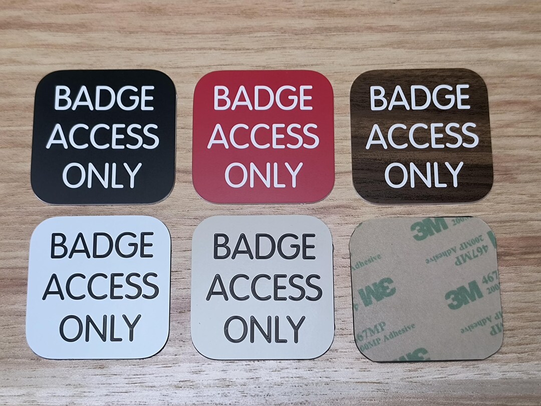 Engraved Badge Access Only Sign With Adhesive Backing / Employee Plaque ...
