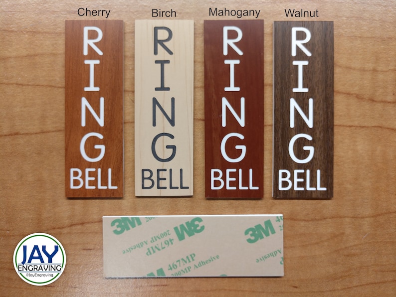 Engraved 3x1 Vertical RING BELL Doorbell Sign | Adhesive Backed Plaque ...