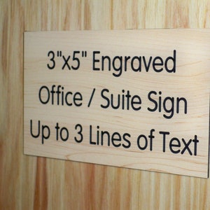 Custom Engraved 3x5 Office Sign | 4 Woodgrain Texture Color Choices ...