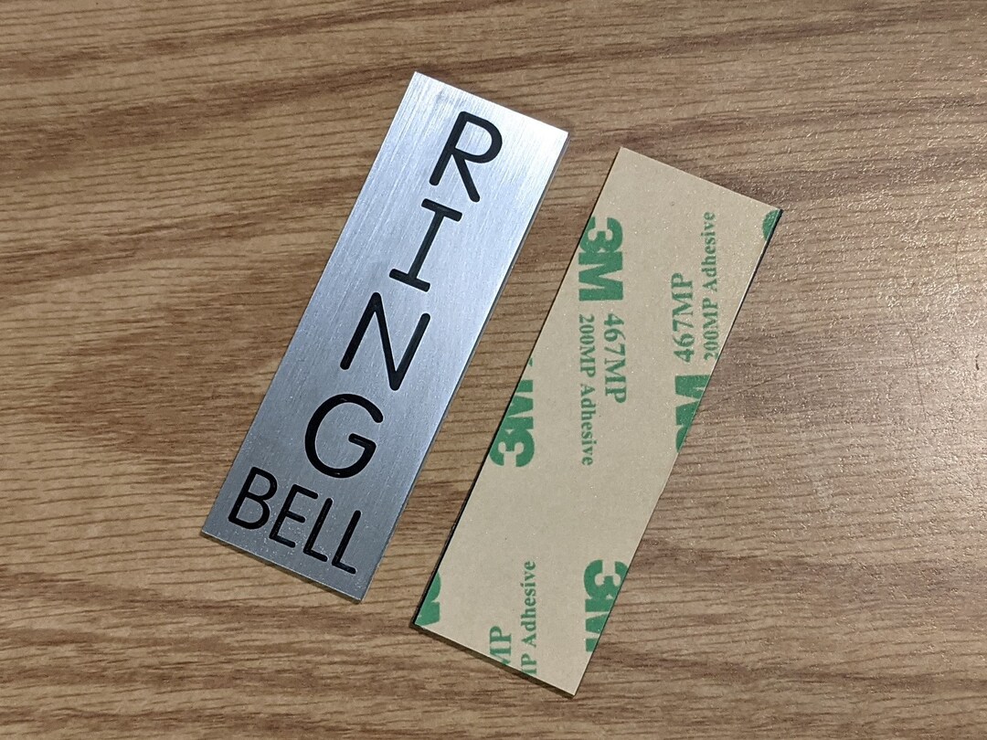 Engraved 3x1 Vertical Silver RING BELL Doorbell Sign With Adhesive ...