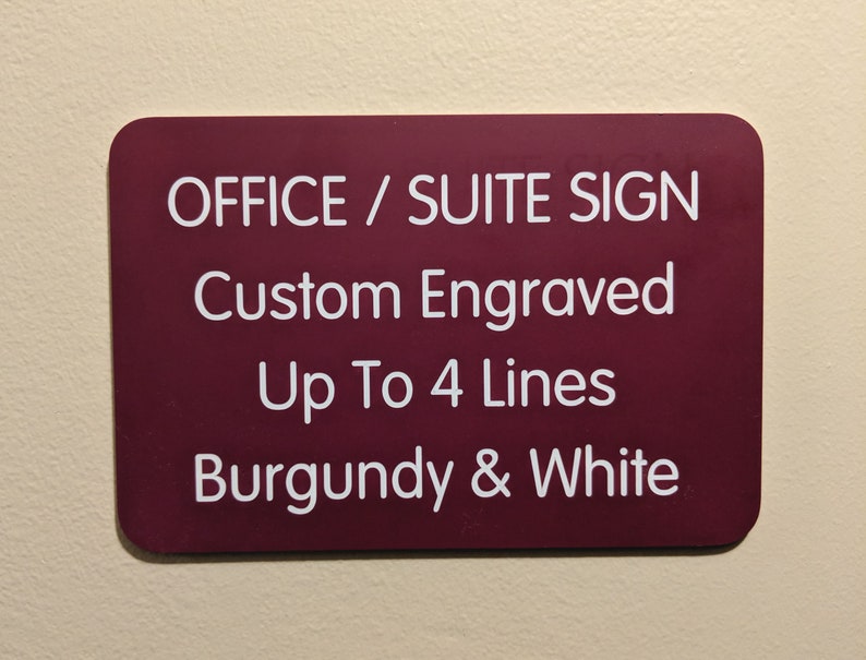 Custom Engraved 4x6 Burgundy Office Sign | Personalized Name Plate Wall ...