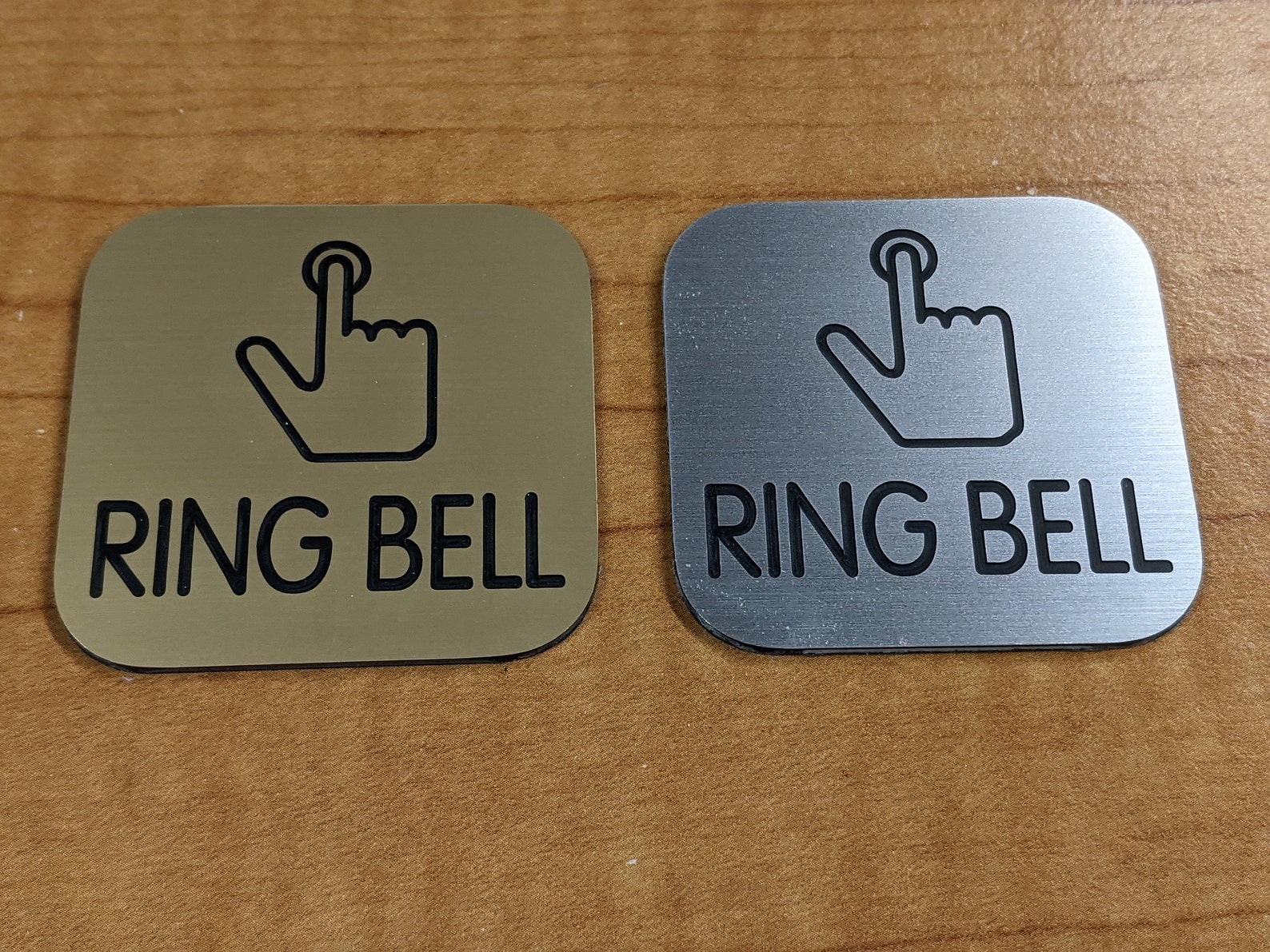 Engraved Gold or Silver 2x2 Doorbell Sign Wall Door Counter Sign Plate ...