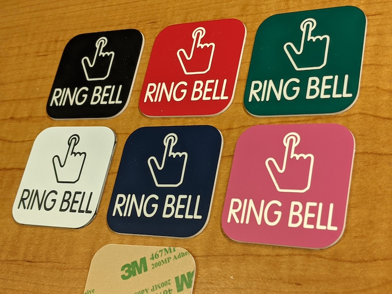Engraved 2x2 RING BELL Wall Door Counter Sign Plate | Adhesive Backed ...