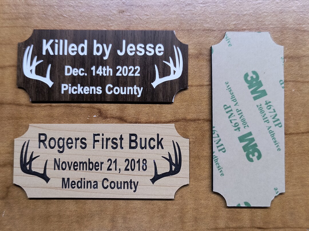 Custom Engraved Buck Plaque With Antlers | Walnut or Birch Woodgrain ...