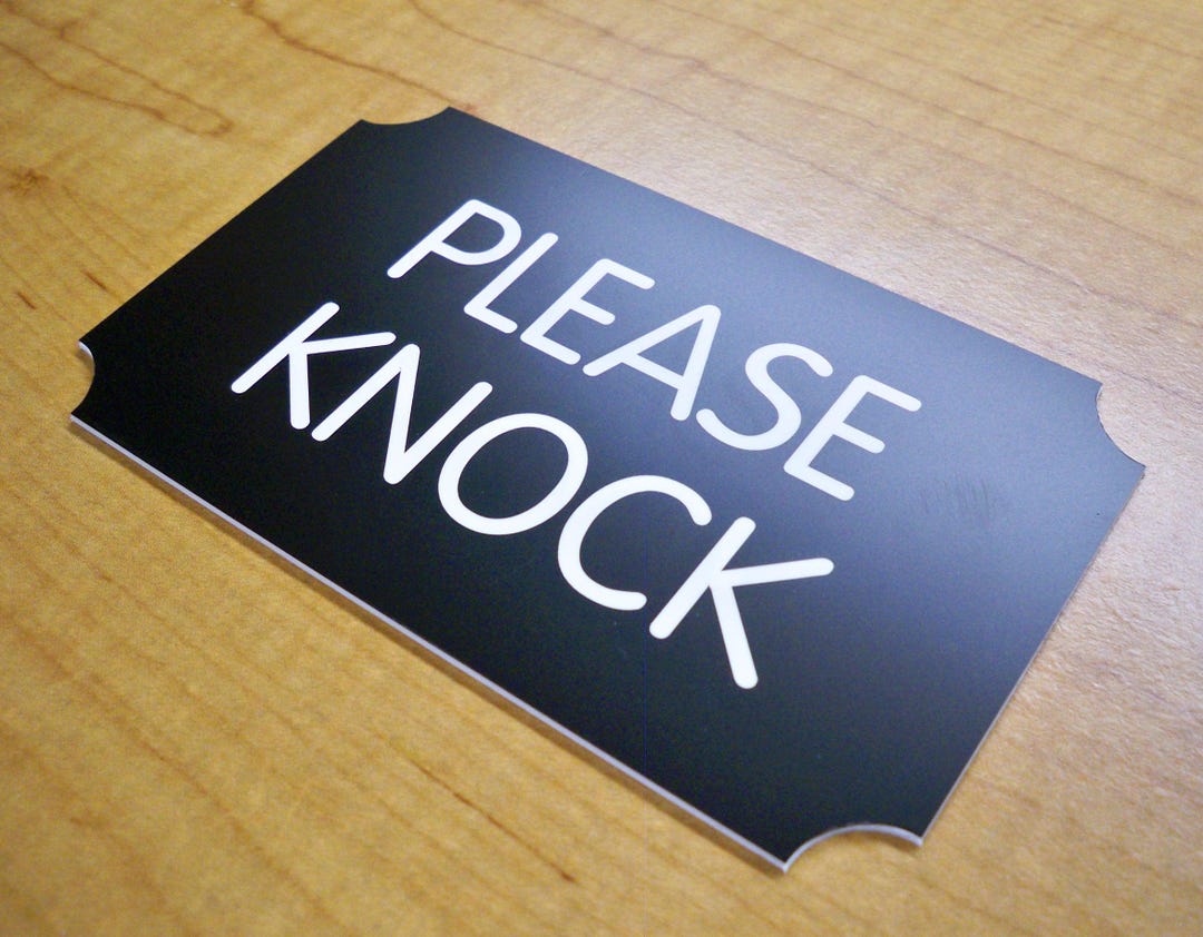 Engraved ~ Please Knock ~ 3x5 Door Sign | Black Name Plate | Wall ...