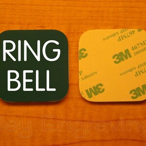 Engraved 2x2 RING BELL Wall Plate Adhesive Backed Plaque Sign Placard ...