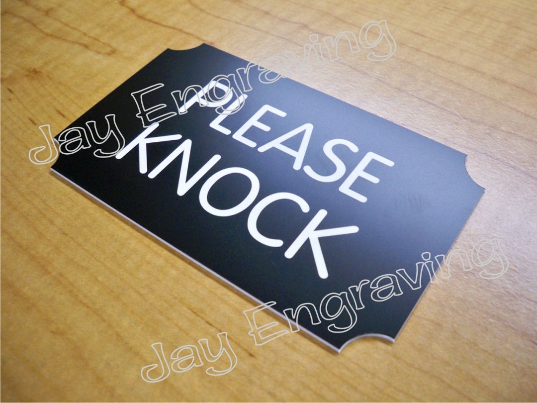 Engraved Please Knock 3x5 Door Sign Black Name Plate - Etsy