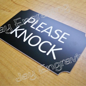 Engraved ~ Please Knock ~ 3x5 Door Sign | Black Name Plate | Wall ...