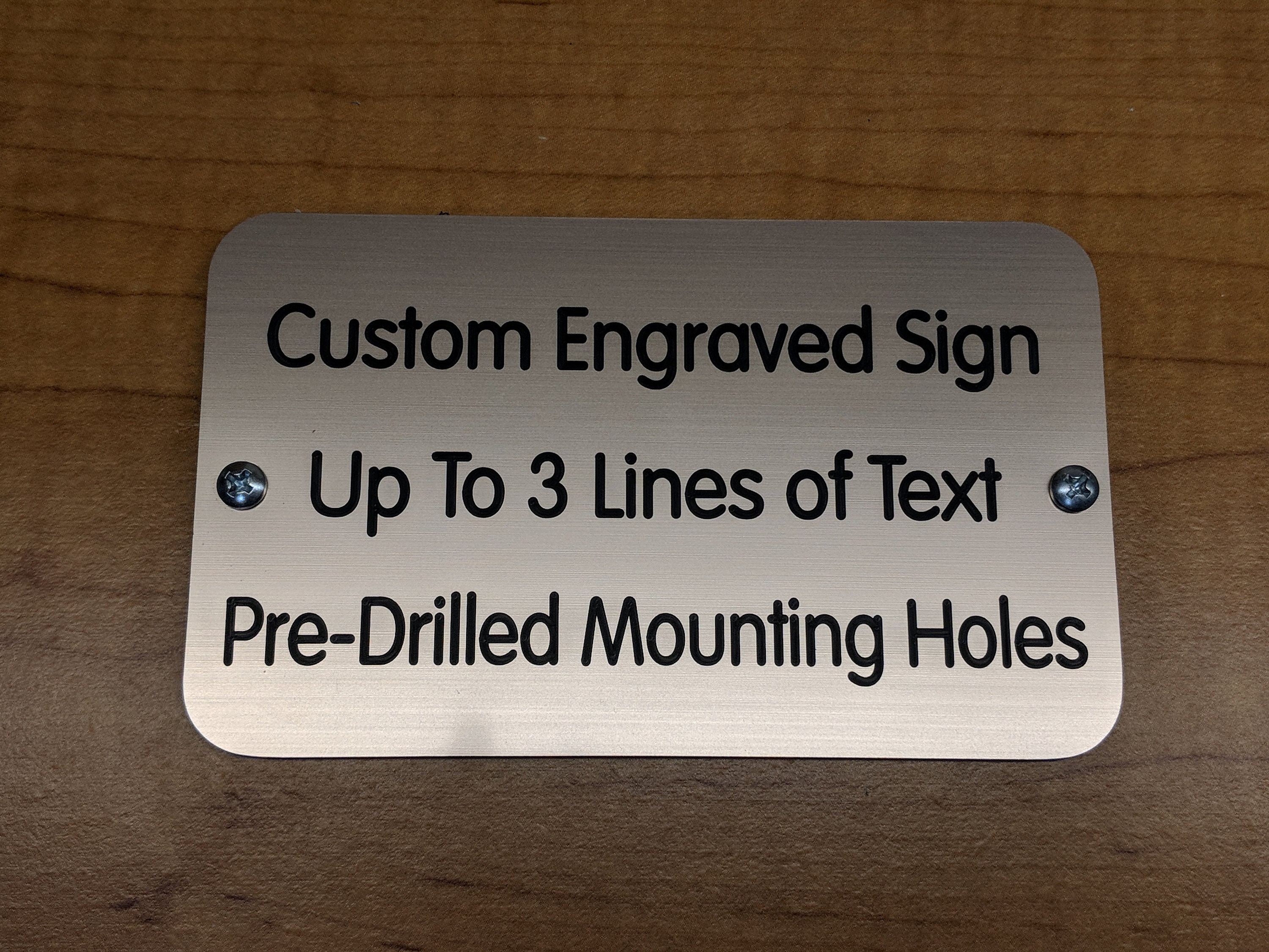 Custom Engraved 3x5 Office Sign With Mounting Holes | Brushed Gold ...