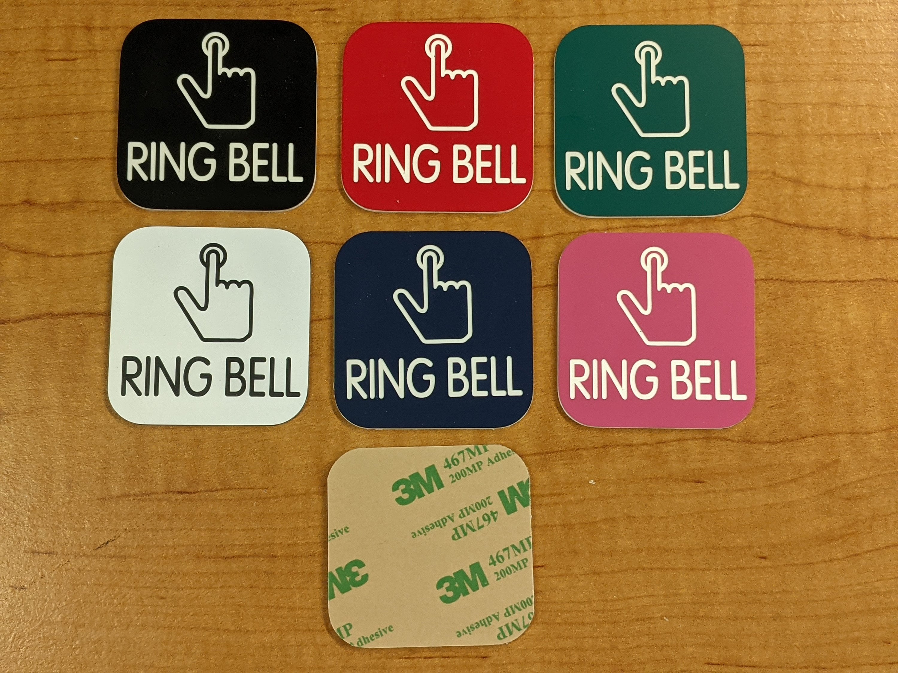 Engraved 2x2 RING BELL Wall Door Counter Sign Plate | Adhesive Backed ...