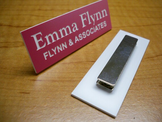 Custom Engraved 1x3 Pink Name Tag Badge With Magnetic | Etsy