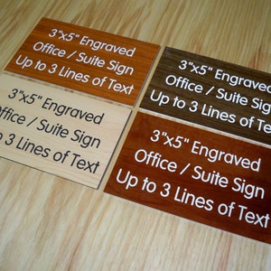Custom Engraved 3x5 Office Sign | 4 Woodgrain Texture Color Choices ...