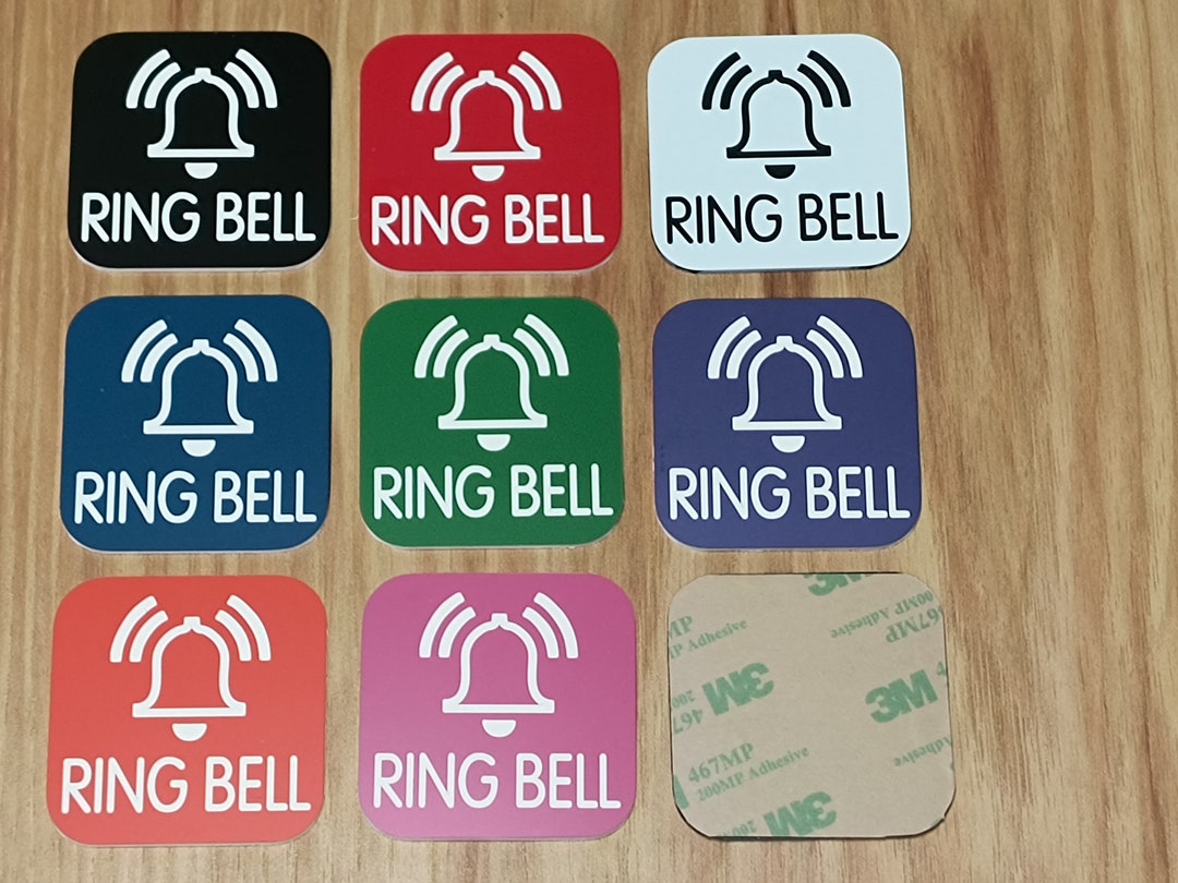 Custom Engraved 2x2-inch RING BELL Plaque Sign W/ Adhesive Backing / 8 ...