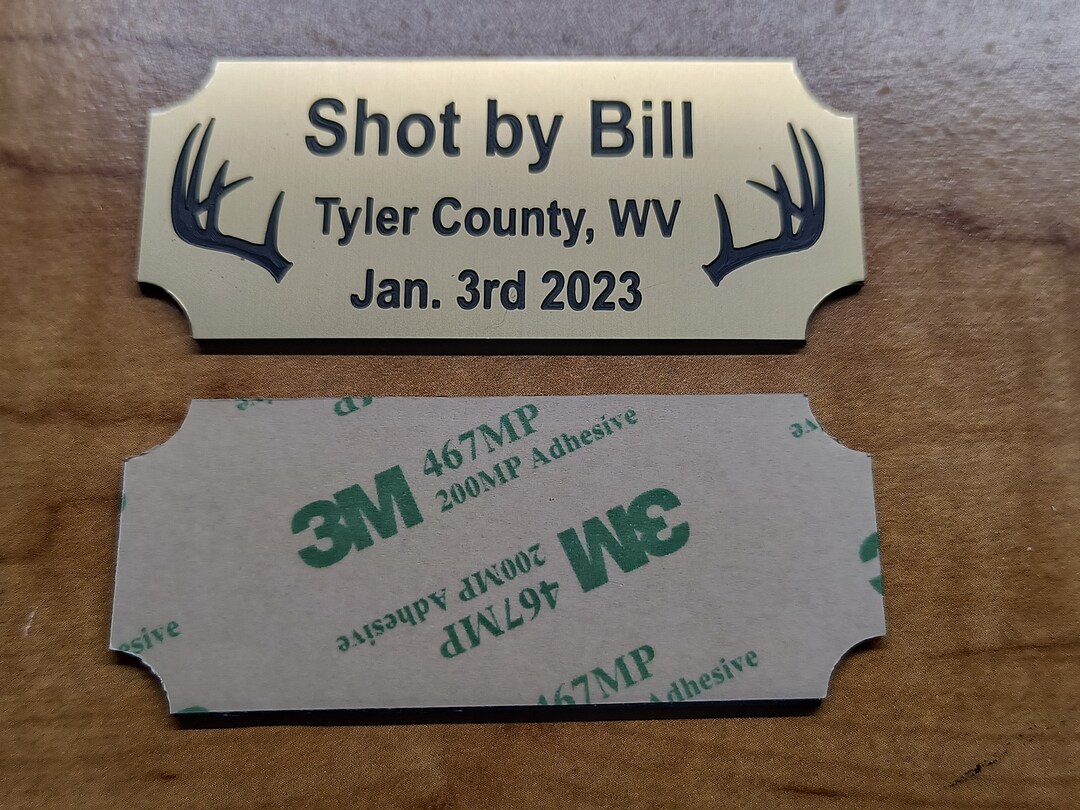Custom Engraved Buck Plaque With Antlers | Gold 1.25x3 Name Plate 1st ...