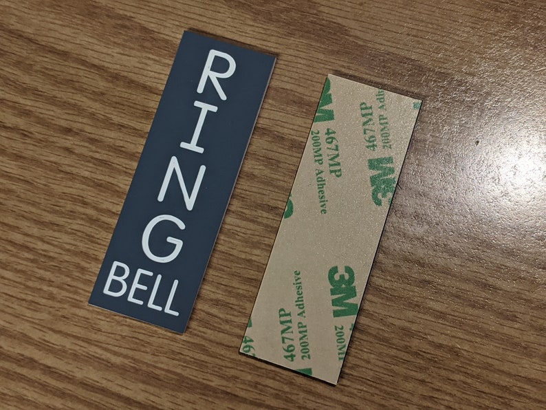 Letrero de timbre con timbre RING BELL gris vertical de 3 x 1 grabado ...