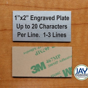 Custom Engraved 1x2 1x3 or 1x4 Brushed Silver Plate W/ Adhesive Backing ...