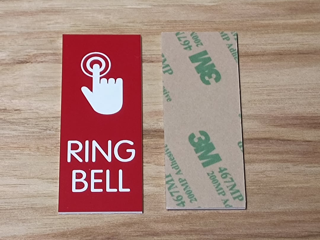 Engraved Vertical RING BELL Red Doorbell Sign With Adhesive Backing 2 ...