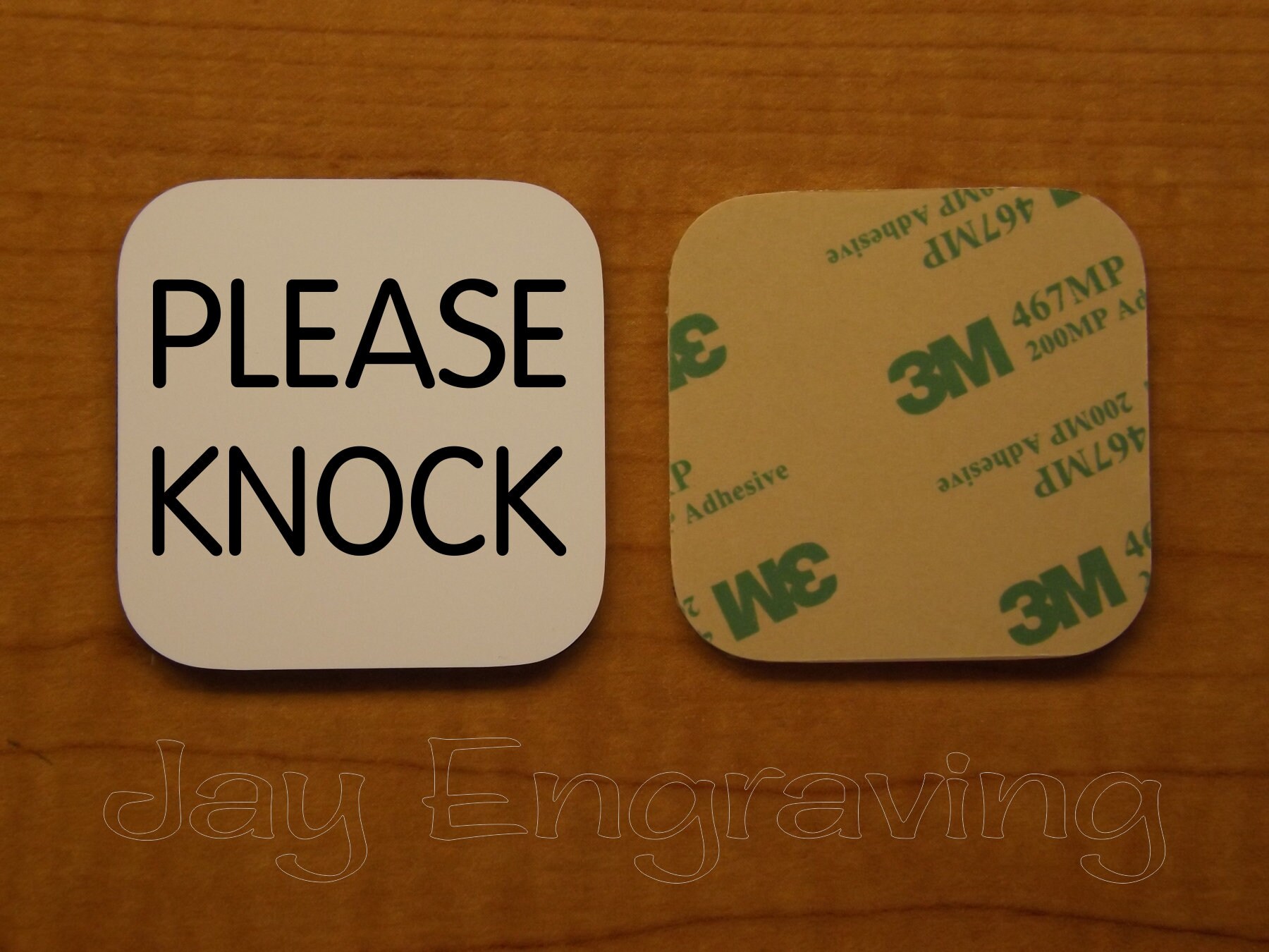 Engraved 2x2 PLEASE KNOCK Wall Plate Adhesive Backed Plaque Sign ...