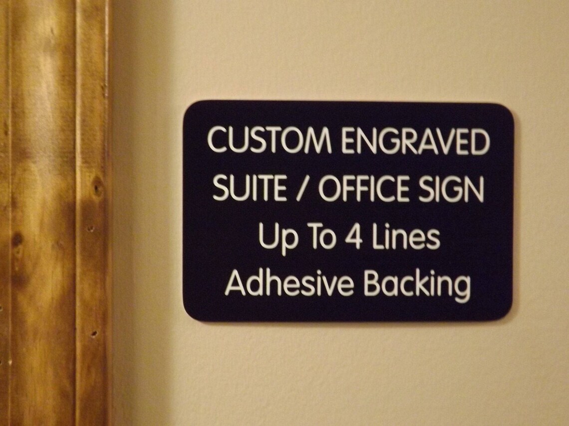 Custom Engraved 4x6 Black Office Sign | Personalized Name Plate ...